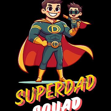 "Superdad Squad Heroic Cartoon Design for Father and Son (Dark ...
