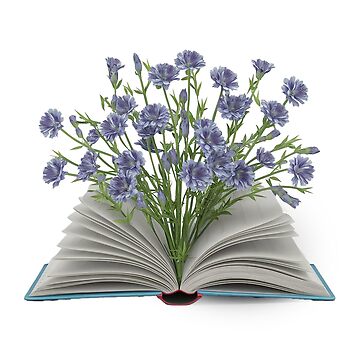 "Open Book and little blue flowers" Sticker for Sale by garethparkes ...