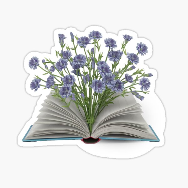 "Open Book and little blue flowers" Sticker for Sale by garethparkes ...