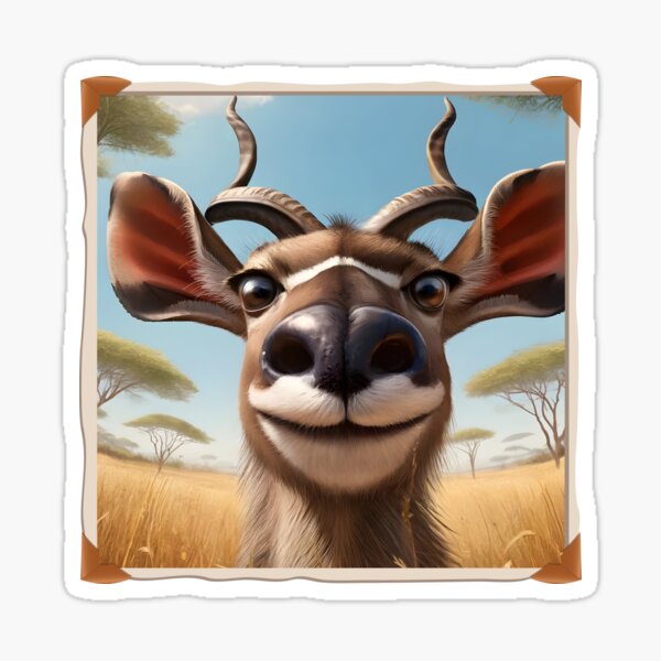 "Safari Selfie - Kudu" Sticker for Sale by roundowl | Redbubble
