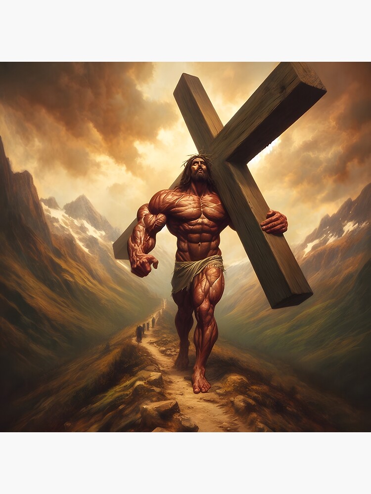 "Muscular Jesus Carrying Cross" Poster for Sale by THC-Conspiracy ...