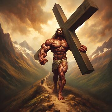 "Muscular Jesus Carrying Cross" Poster for Sale by THC-Conspiracy ...
