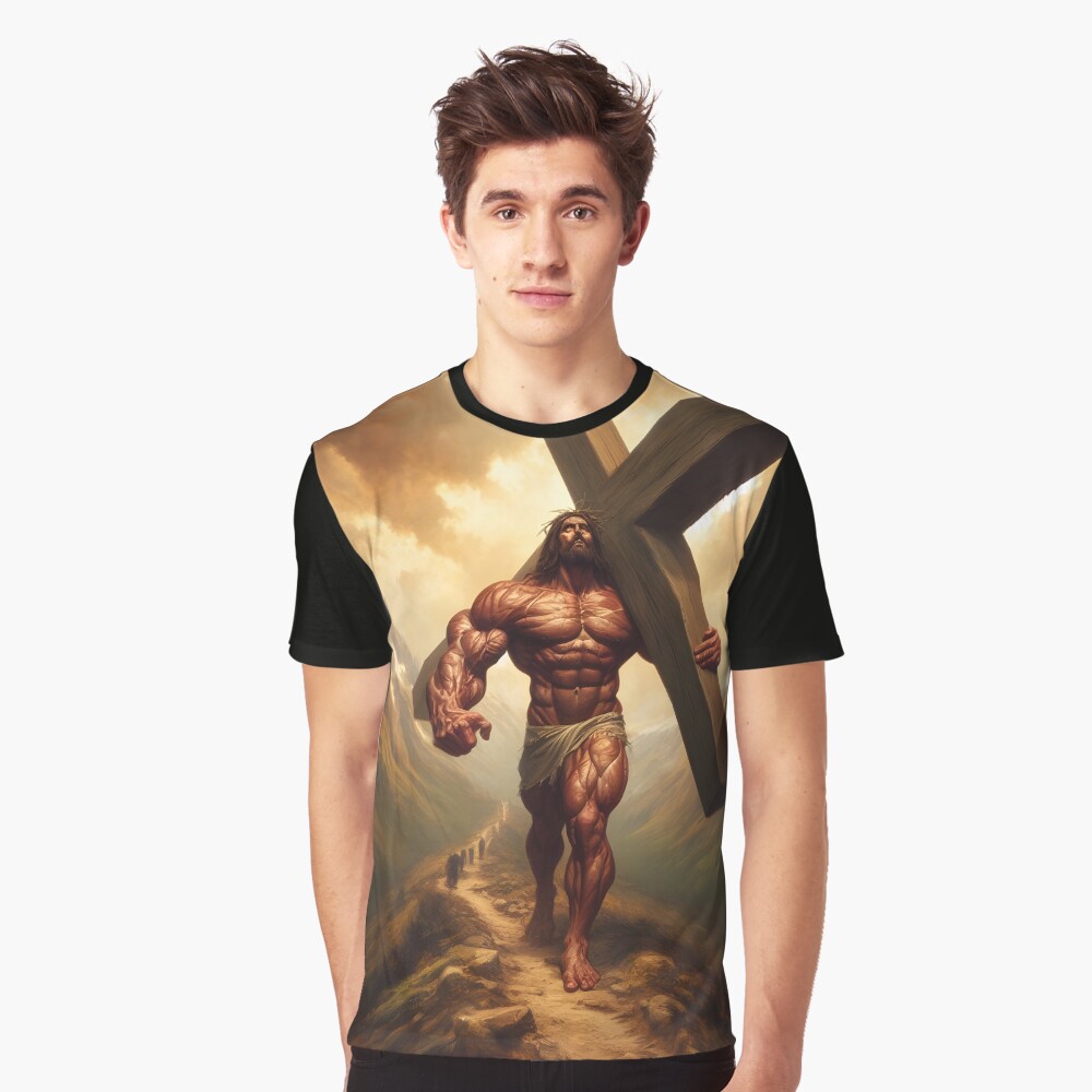 "Muscular Jesus Carrying Cross" Poster for Sale by THC-Conspiracy ...