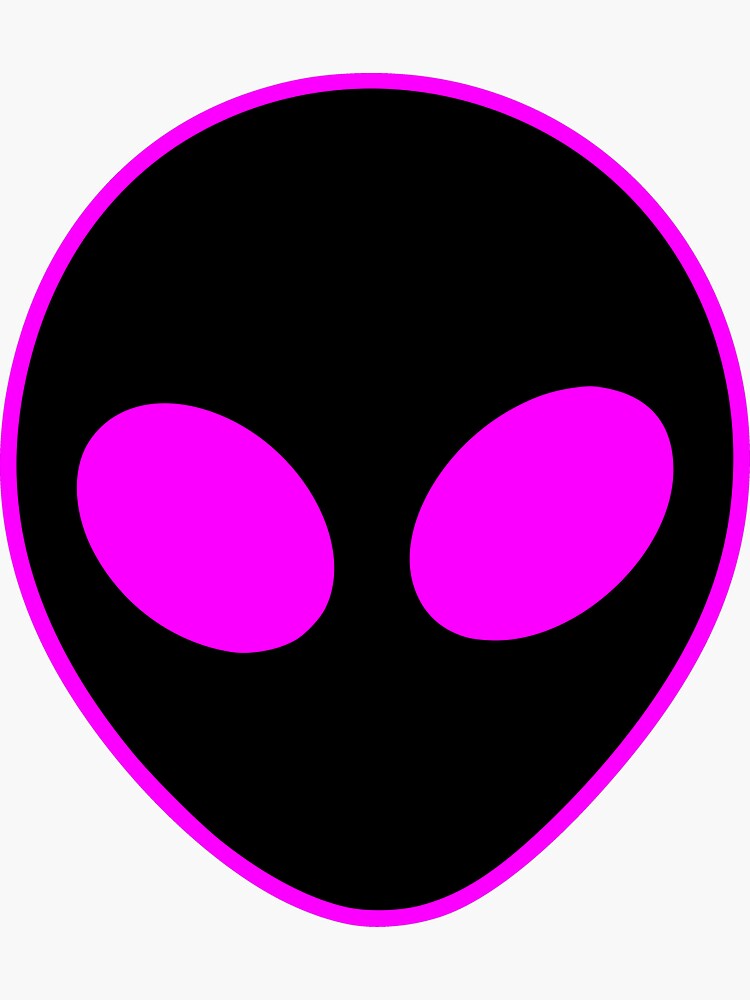 "Bright Neon Pink Alien Head on Black" Sticker by podartist | Redbubble