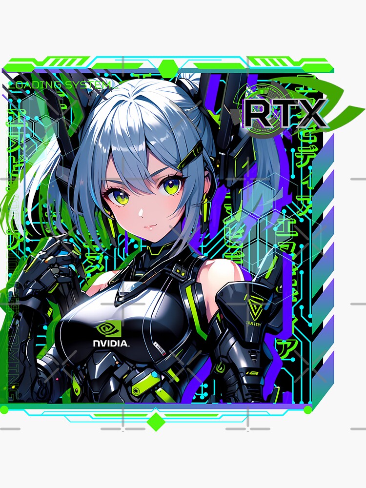 "anime illustration, waifu , rtx, anime girl , nvidia ,anime arth ...