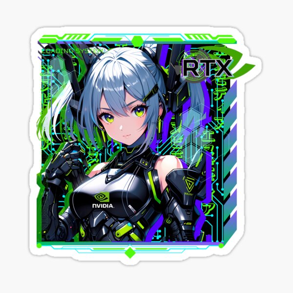"anime illustration, waifu , rtx, anime girl , nvidia ,anime arth ...