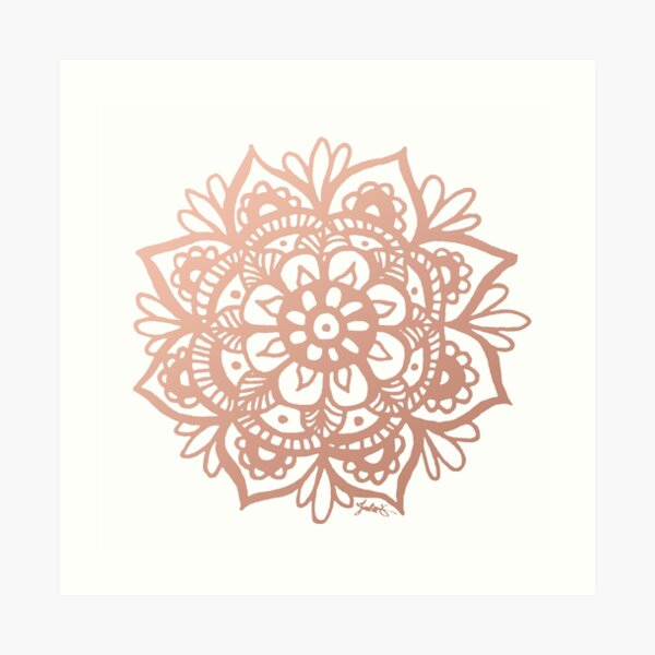"Rose Gold Mandala Flower" Art Print by julieerindesign | Redbubble