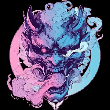 "Oni Demon Samurai Hannya Ogre Pink Purple" Sticker for Sale by ...