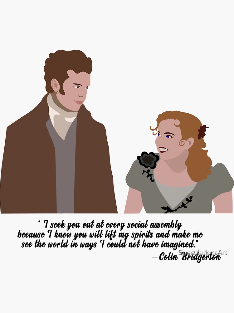 "Colin & Penelope — Bridgerton Romantic Quote and Illustration" Sticker ...