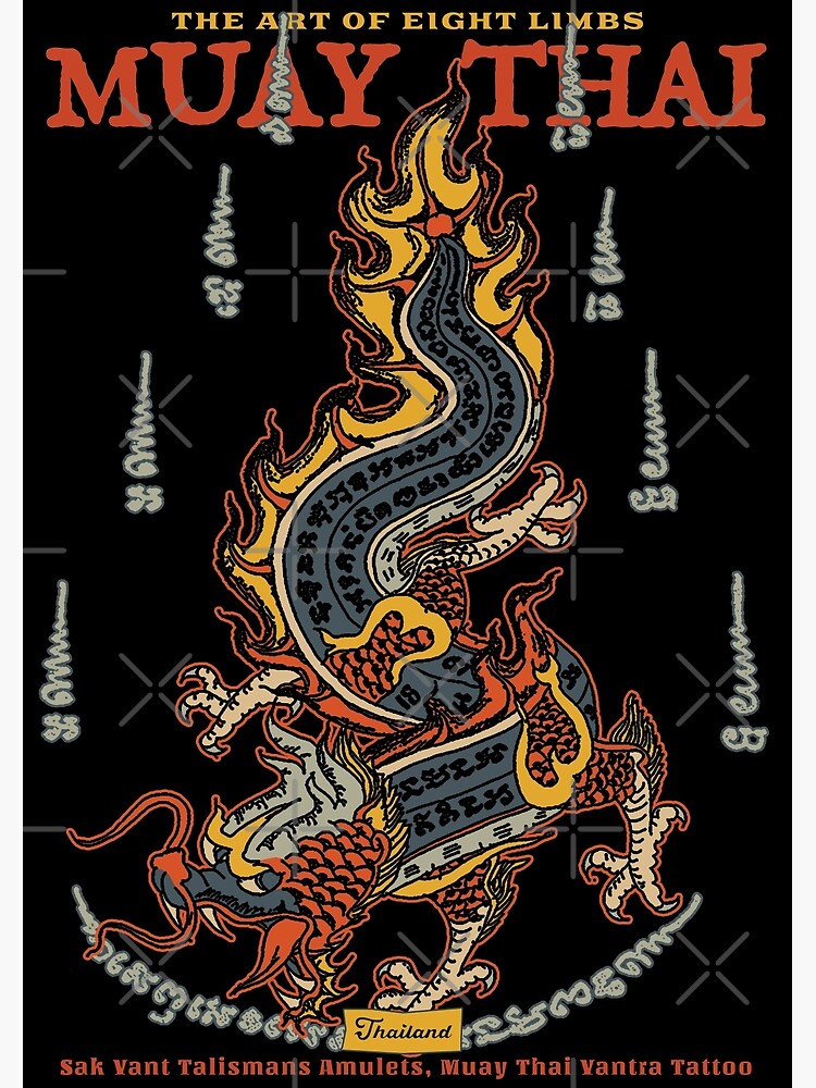 "Vintage Muay Thai Sak Yant Dragon" Poster for Sale by KewaleeTee ...