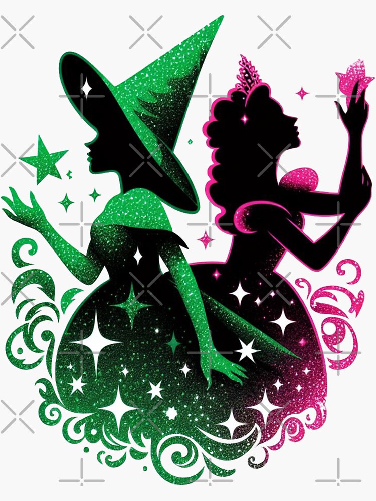 "Elphaba & Glinda Wicked the Musical Defying Gravity" Sticker for Sale ...