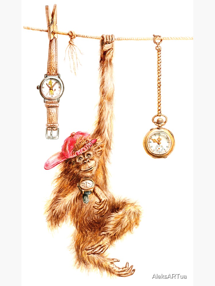 "MONKEY with a clock" Sticker for Sale by AleksARTua | Redbubble