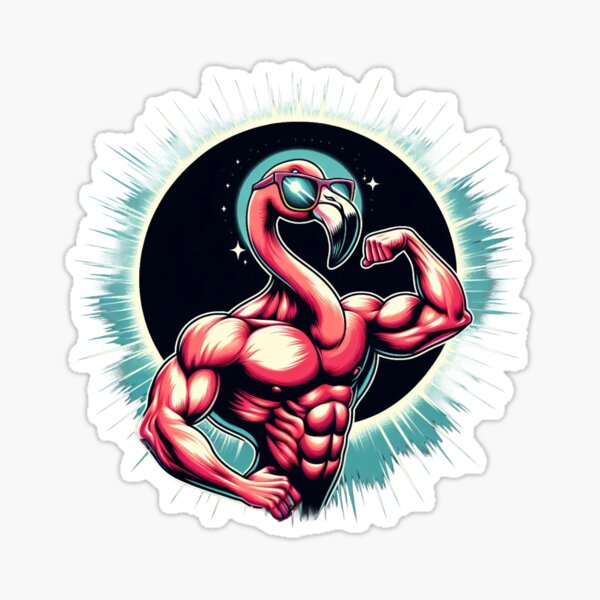 "Funny Flamingo Weightlifting Bodybuilder Muscle Fitness With Solar ...