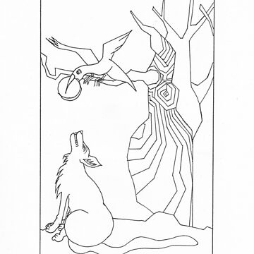 "Pencil drawing Fable The Crow and the Fox" Sticker by Carré Comme ...