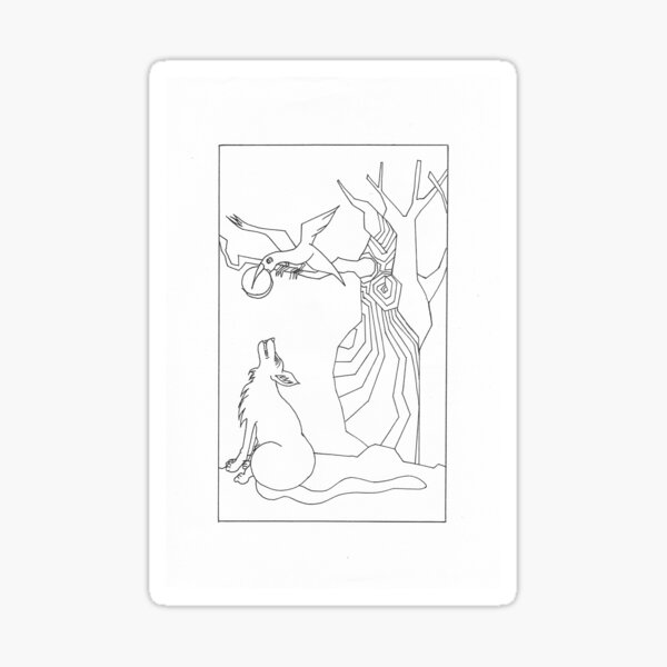 "Pencil drawing Fable The Crow and the Fox" Sticker by Carré Comme ...