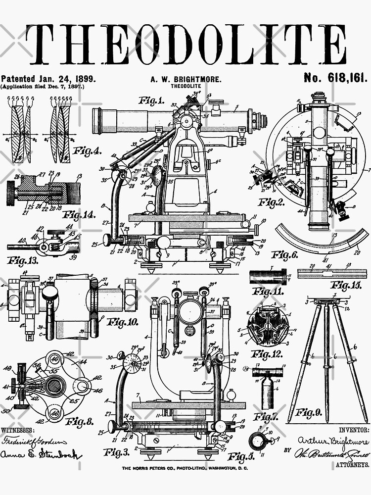 "Surveyor Property Land Surveying Theodolite Vintage Patent" Sticker ...