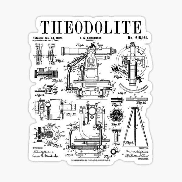 "Surveyor Property Land Surveying Theodolite Vintage Patent" Sticker ...