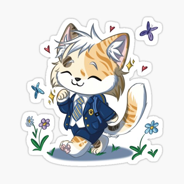 "Cute chibi cat boy walking in school uniform" Sticker for Sale by ...
