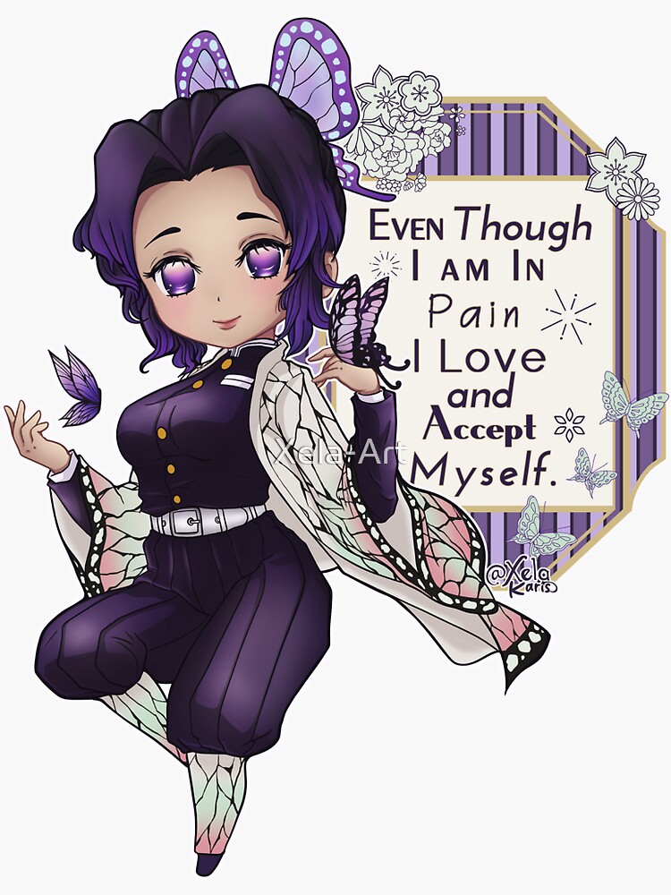 "Chibi Shinobu Motivational Design" Sticker for Sale by Xela-Art ...