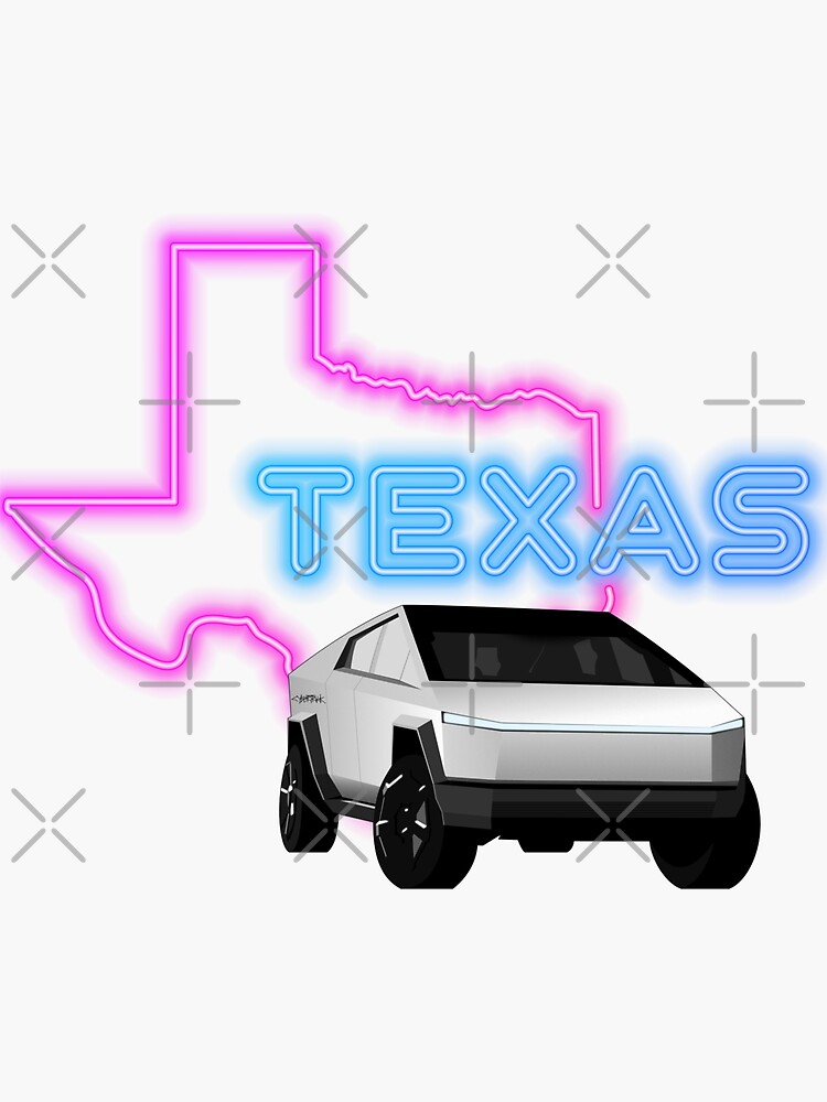 "Texas Cybertruck Neon Map Outline " Sticker for Sale by DoemaZ | Redbubble