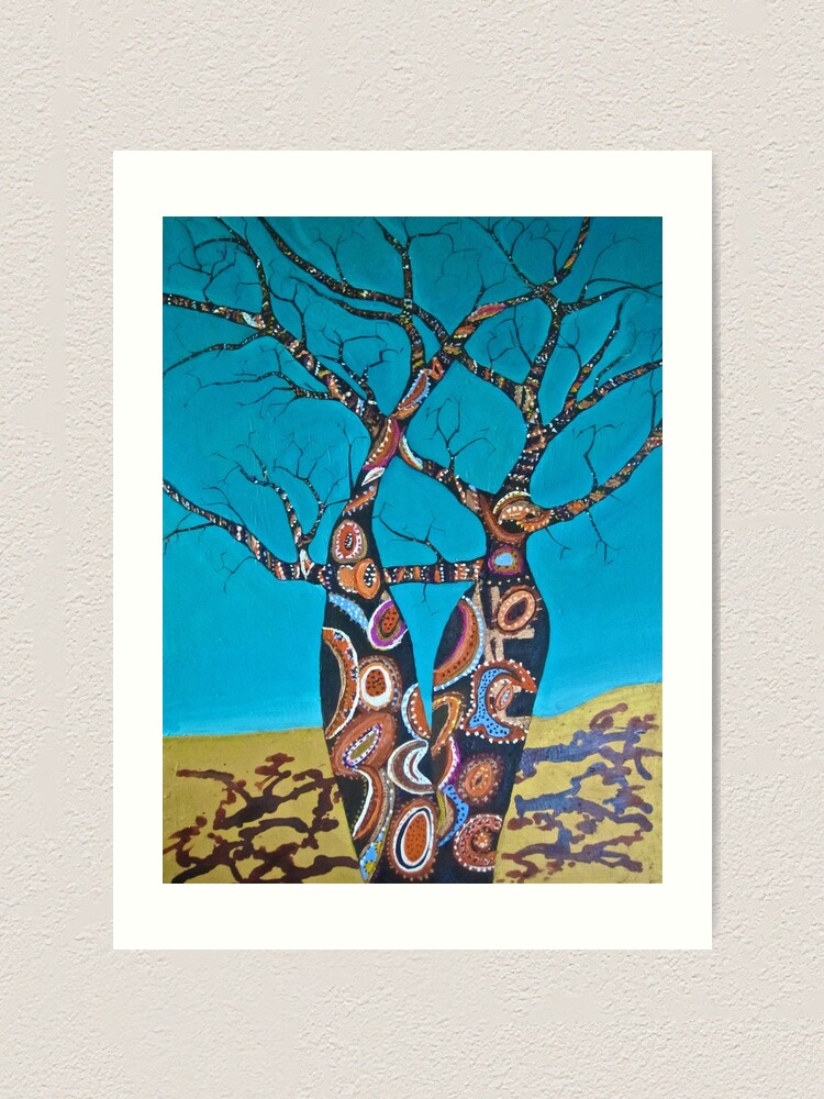 "BOAB TREES ON Blue" Art Print by gillsart | Redbubble