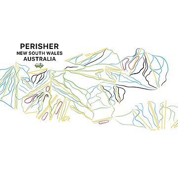 "Perisher - Australian Mountain Resort Skiing Trail Map" Sticker for ...