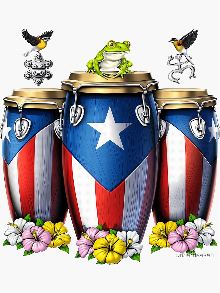 "Puerto Rico Boricua Drums" Sticker for Sale by underheaven | Redbubble