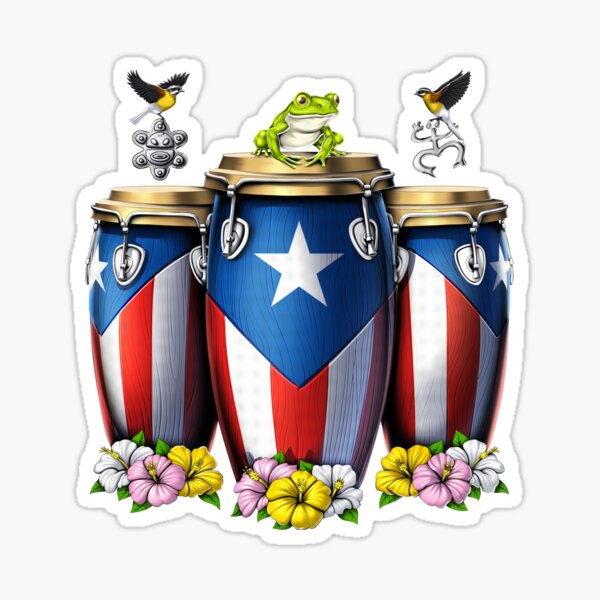 "Puerto Rico Boricua Drums" Sticker for Sale by underheaven | Redbubble