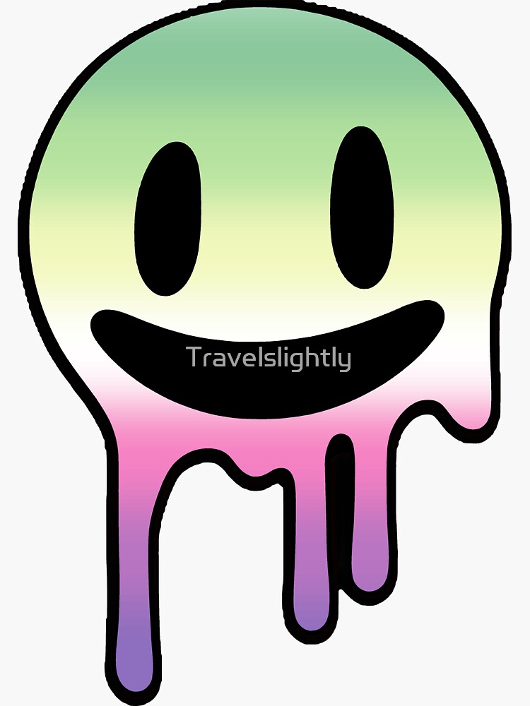"Melting Smiley Face Genderfae Pride Flag Colors, Trippy Drip Rave ...