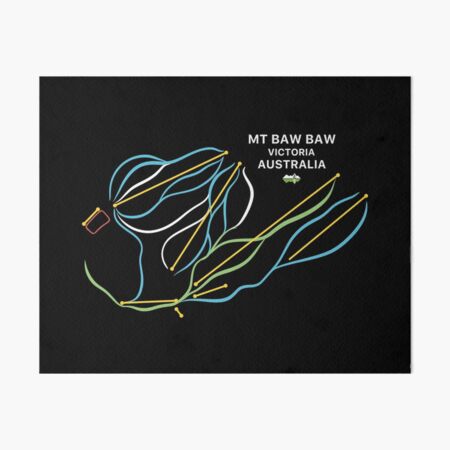 " Mt Baw Baw - Australian Mountain Resort Skiing Trail Map Light" Art ...