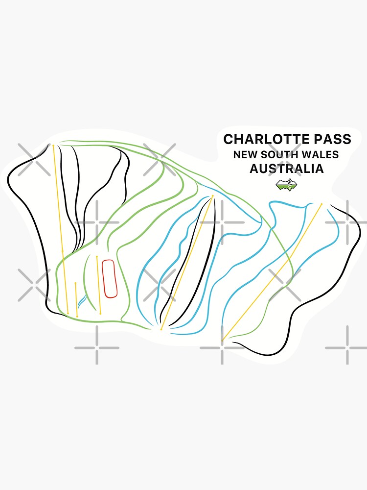 "Charlotte Pass - Australian Mountain Resort Skiing Trail Map" Sticker for Sale by Piste-and ...