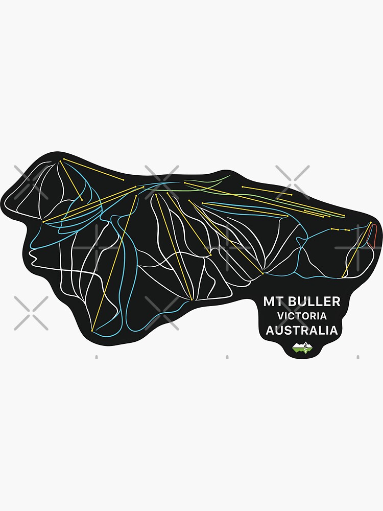 "Mt Buller - Australian Mountain Resort Skiing Trail Map Light" Sticker for Sale by Piste-and ...