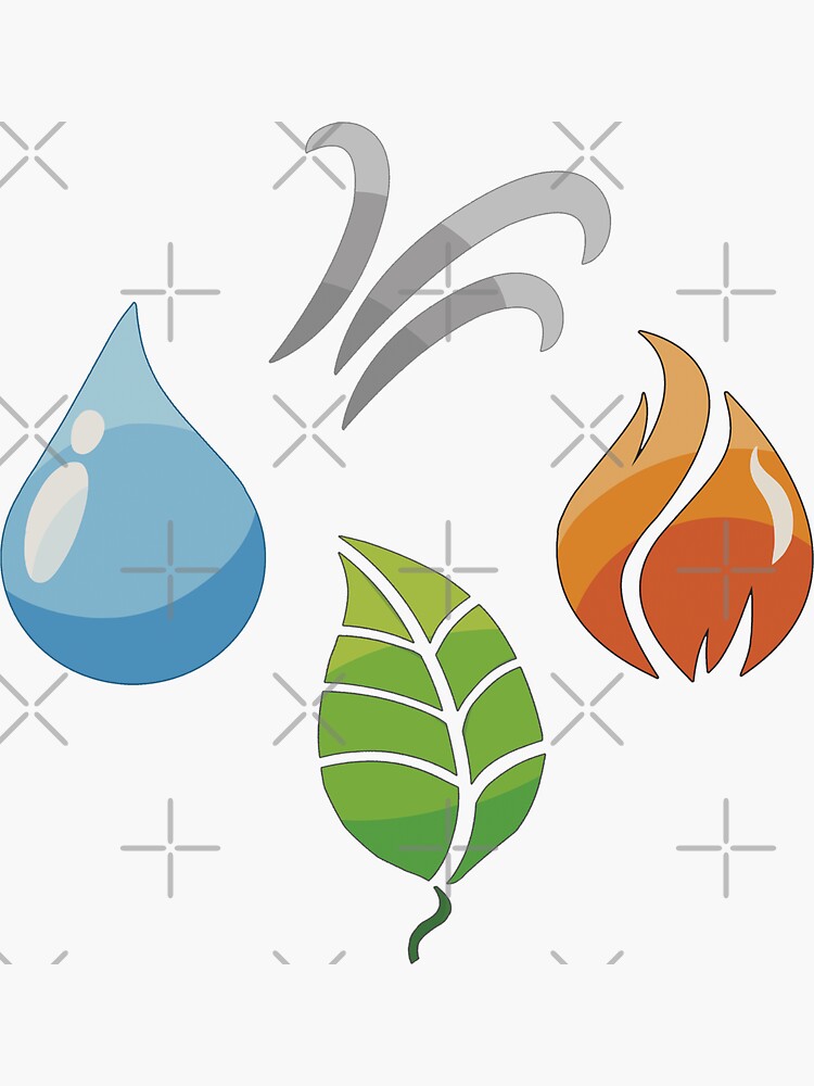 "The Four Elements" Sticker by Drawingvild | Redbubble