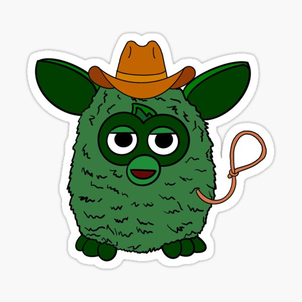 "Forest Green Cowboy Furby" Sticker for Sale by Animals-by-JB | Redbubble