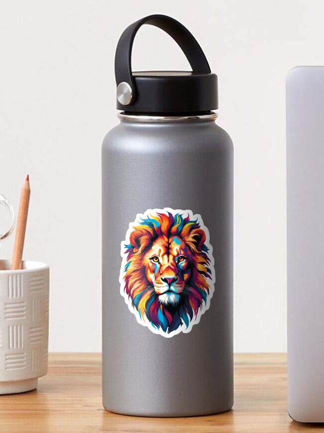 "Colorful Lion Face" Sticker for Sale by TMBTM | Redbubble