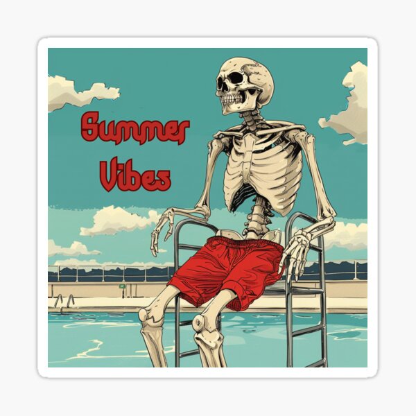 "Summer Skeleton Lifeguard " Sticker for Sale by BeWitchingMom | Redbubble