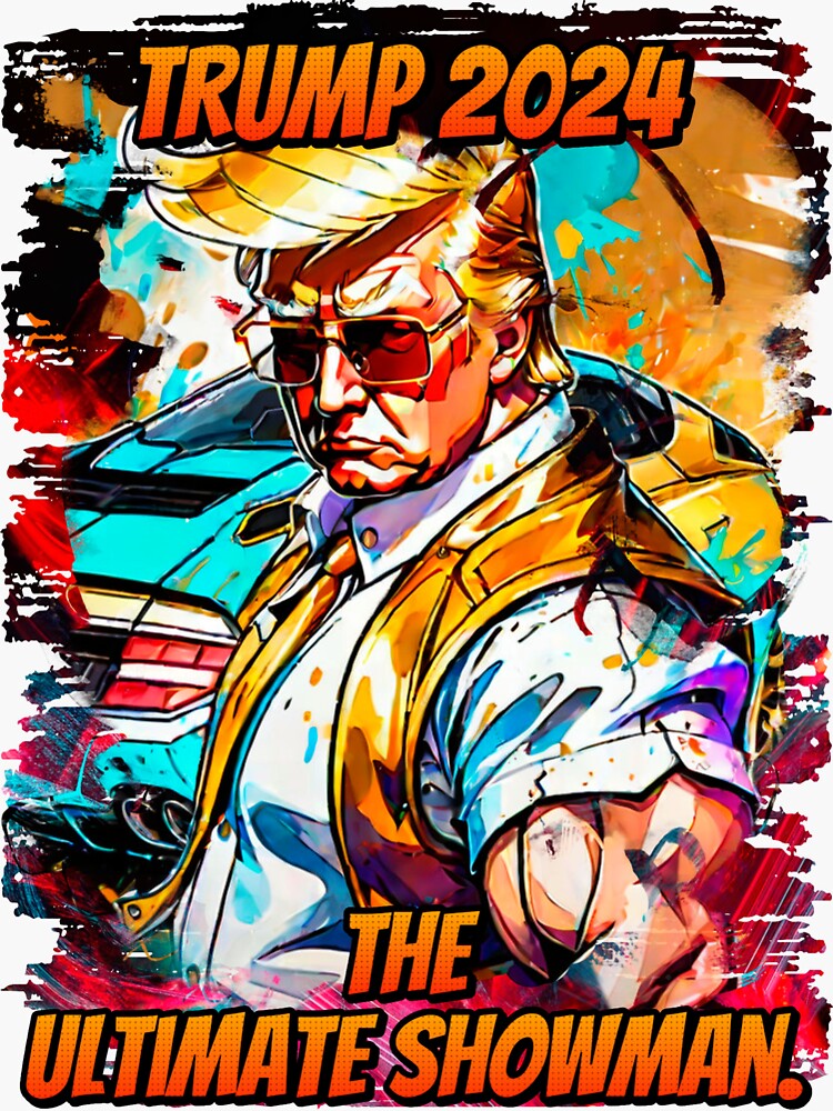 "TRUMP 2024 - THE ULTIMATE SHOWMAN." Sticker for Sale by kokolisoAI ...