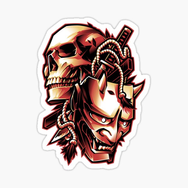 "Skull and Hannya" Sticker for Sale by Blackout Brother | Redbubble