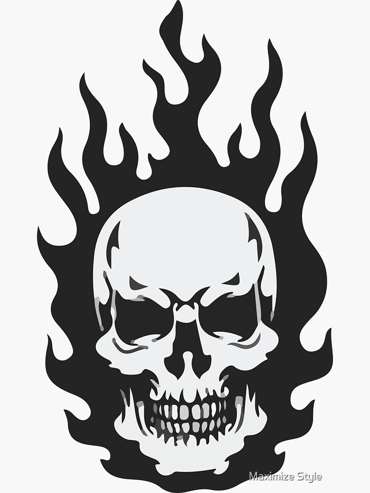 "Skull Svg | Skull on Fire | Flaming Skull Svg | Fire Skeleton SVG ...