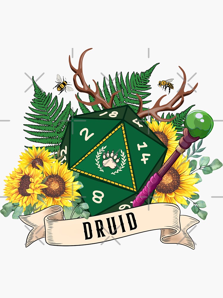 "DND DRUID: Druid Dice, D20 floral dice for dnd druid class. Sunflowers ...