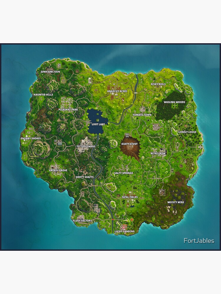 "Battle Royale Map - Chapter 1 Season 4" Poster for Sale by jbritzaart ...