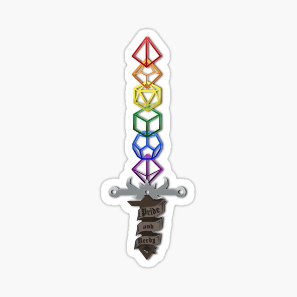 "Pride and Nerdy Polyhedral Dice Sword" Sticker for Sale by ...