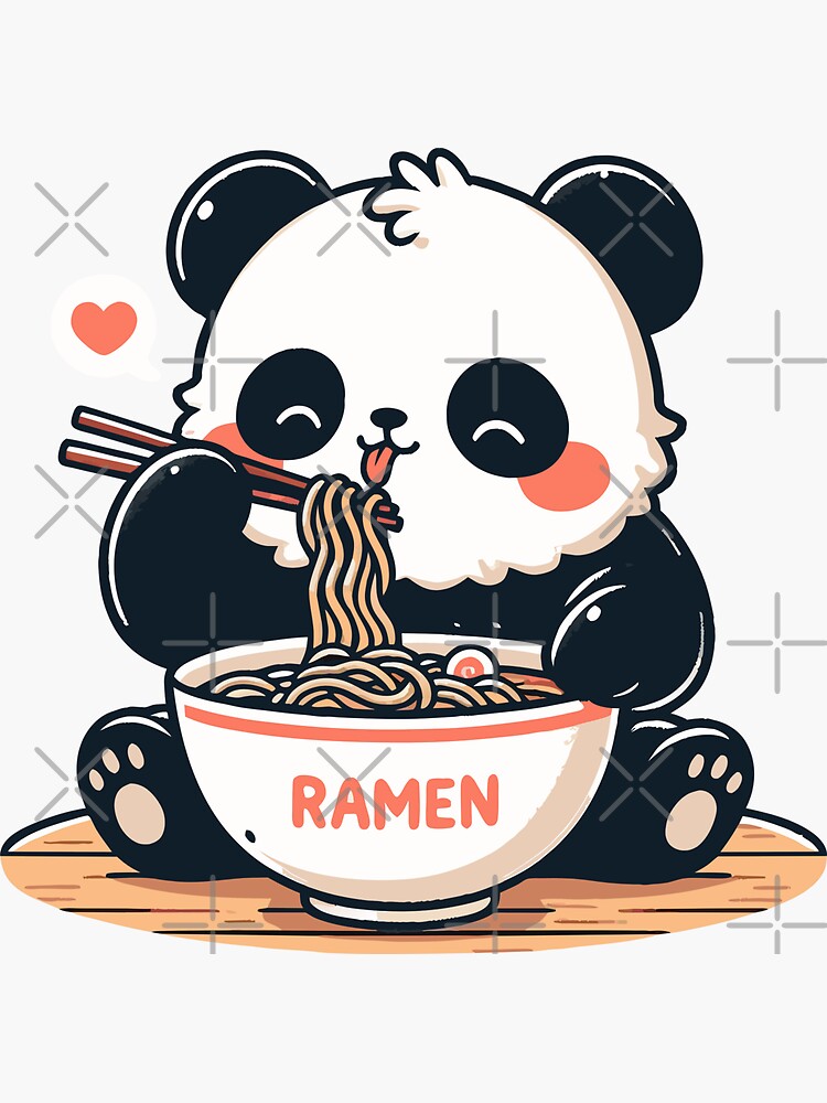 "Cute Panda Eating Ramen" Sticker for Sale by Designowner | Redbubble