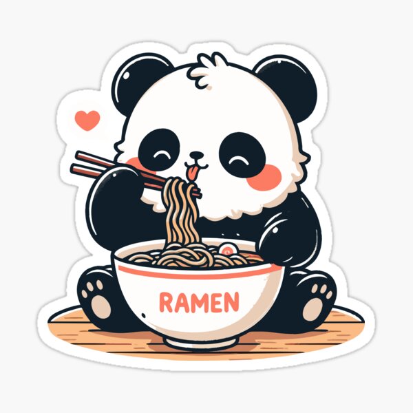 "Cute Panda Eating Ramen" Sticker for Sale by Designowner | Redbubble