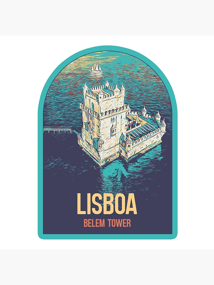 "Lisbon Belem Tower Aerial View Illustration | Portugal Landmark Art ...