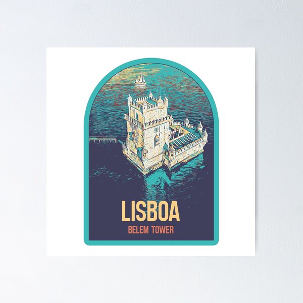 "Lisbon Belem Tower Aerial View Illustration | Portugal Landmark Art ...