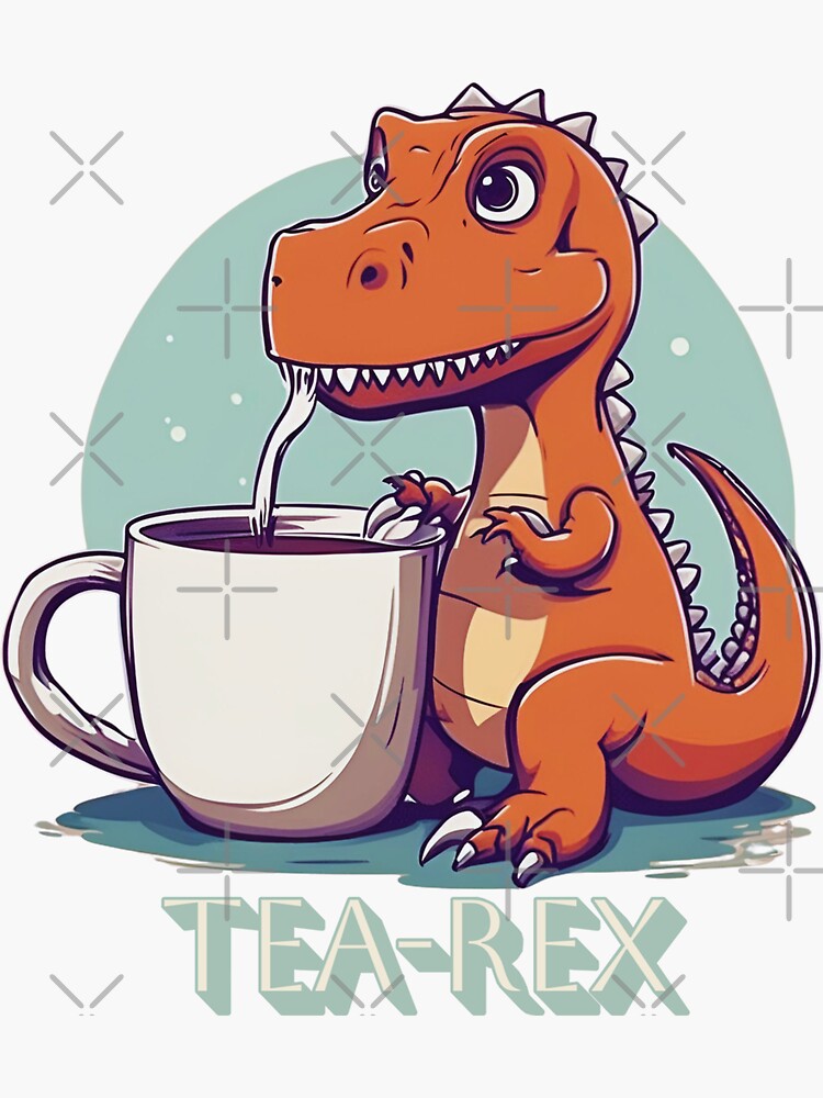 "TEA-REX" Sticker for Sale by FitEnvy | Redbubble