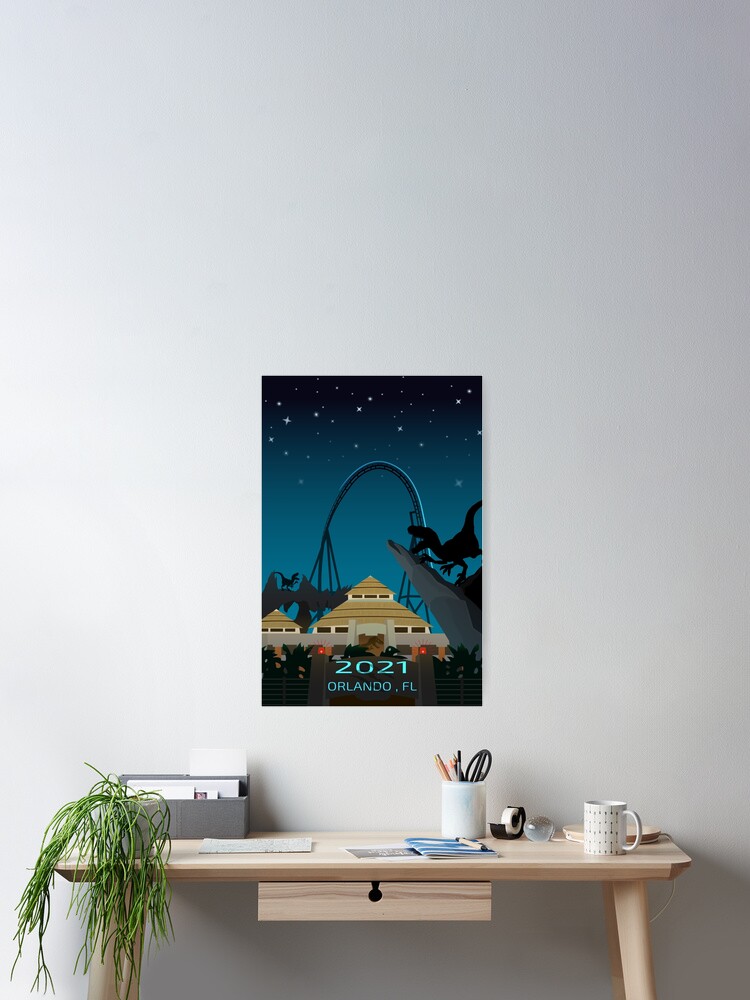 "VelociCoaster at Night Travel Poster" Poster by dextro10 | Redbubble