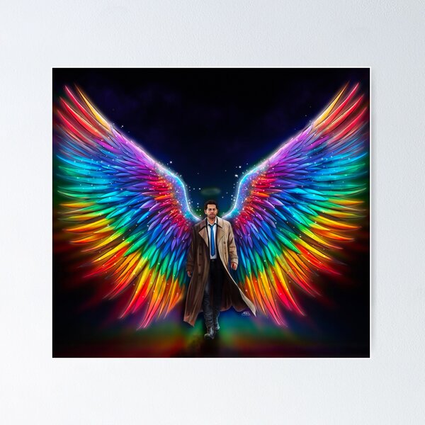 "Rainbow Pride Castiel" Poster by M-O-E-M | Redbubble