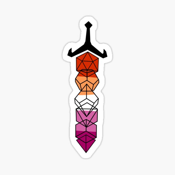 "Lesbian pride dice stack sword" Sticker for Sale by darkj76 | Redbubble